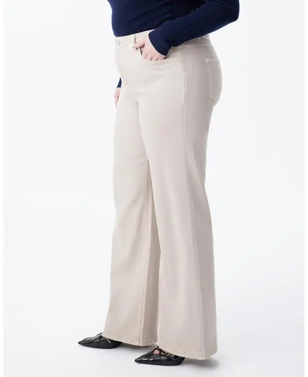 BAYEAS Plus Mid Rise Wide Leg Denim Jeans Stretch Comfortable
