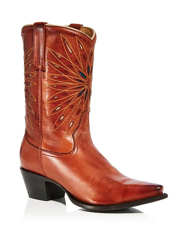 The Great. Southwest Leather Western Boots - Chestnut