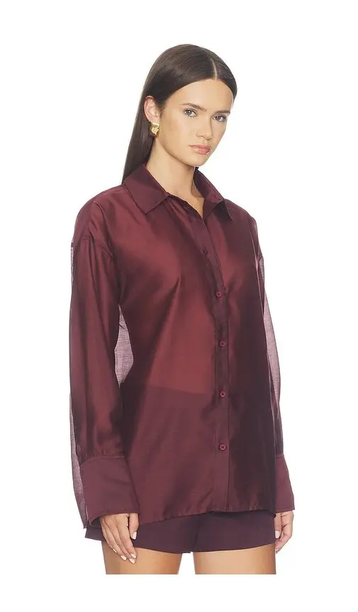 4TH & RECKLESS X Gracey Sheer Shirt In Burgundy