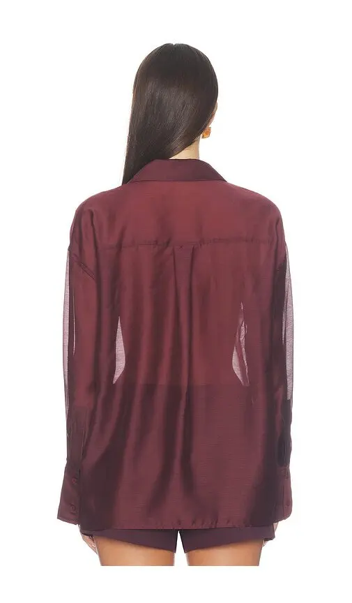 4TH & RECKLESS X Gracey Sheer Shirt In Burgundy