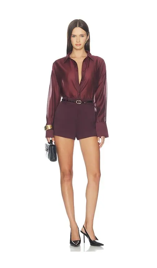 4TH & RECKLESS X Gracey Sheer Shirt In Burgundy