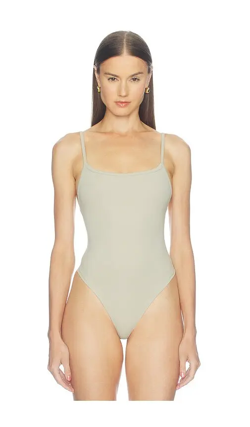 GRLFRND Open-back Bodysuit In Sage