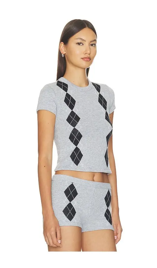 LOVERS AND FRIENDS Gisselle Argyle Tee In Grey