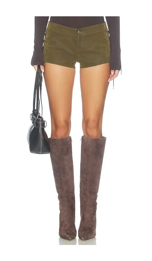 Free People Sun Siren Suede Mirco Short In Olive