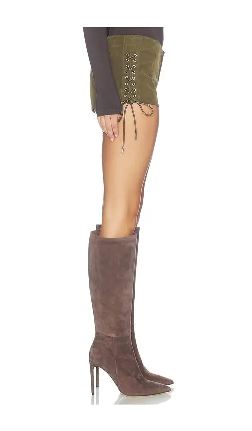 Free People Sun Siren Suede Mirco Short In Olive
