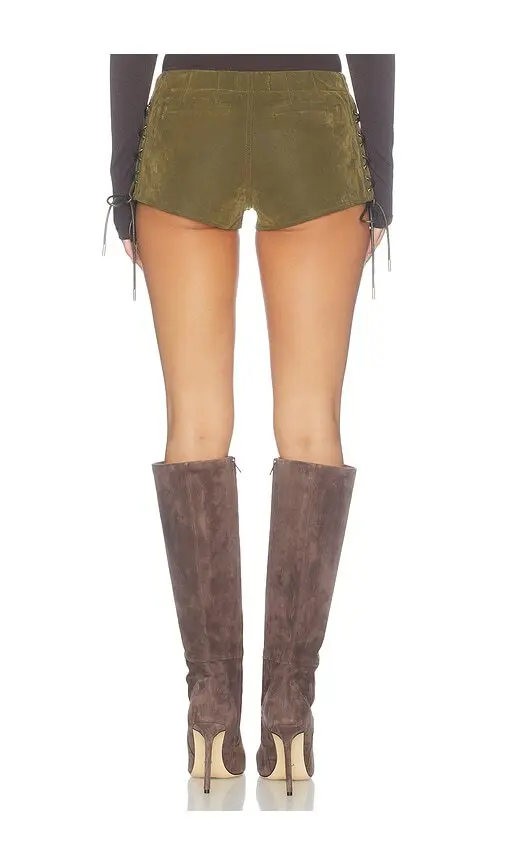 Free People Sun Siren Suede Mirco Short In Olive