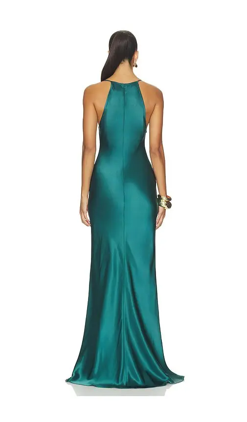 Lapointe Satin Halter Gown In Green