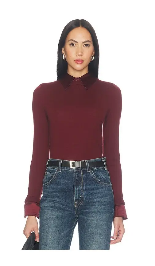 Alice + Olivia Porla Collared Sweater In Red
