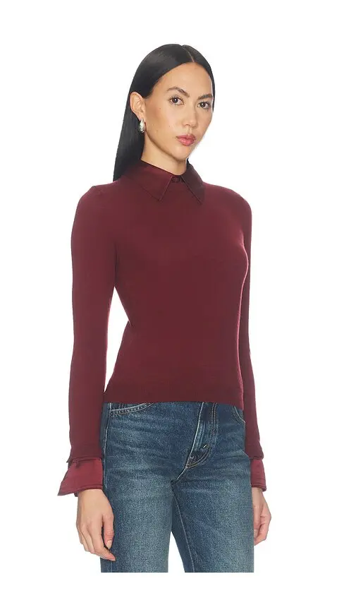 Alice + Olivia Porla Collared Sweater In Red