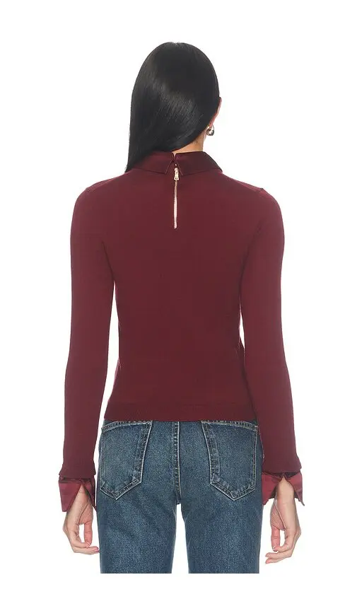 Alice + Olivia Porla Collared Sweater In Red