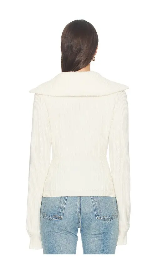 ANINE BING June Trucker Collar Sweater In Ivory
