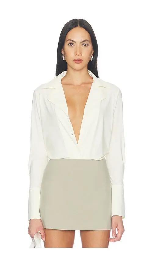 Commando Classic Blousey Button Down Bodysuit - Ivory