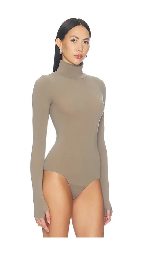 Commando Ballet Turtleneck Bodysuit In Taupe