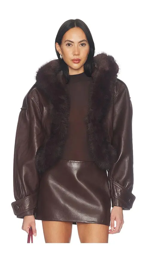 Retrofete Jia Leather Jacket In Brown