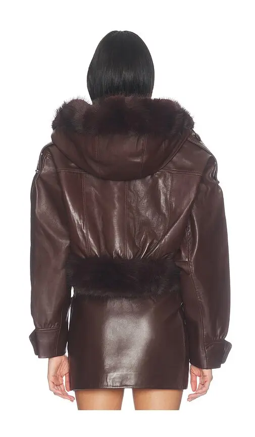 Retrofete Jia Leather Jacket In Brown
