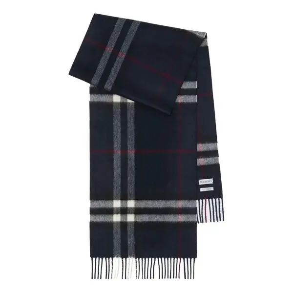 Burberry 26fw Check Cashmere Muffler - Navy