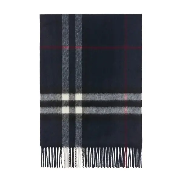 Burberry 26fw Check Cashmere Muffler - Navy