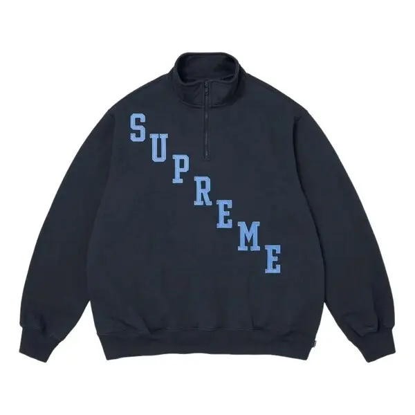 Supreme Fw26 Slant Appliqué Half Zip Pullover - Navy