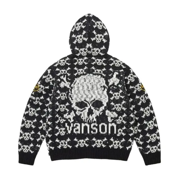 Supreme Fw26 X Vanson Leathers Skull Zip Up Hooded Sweater