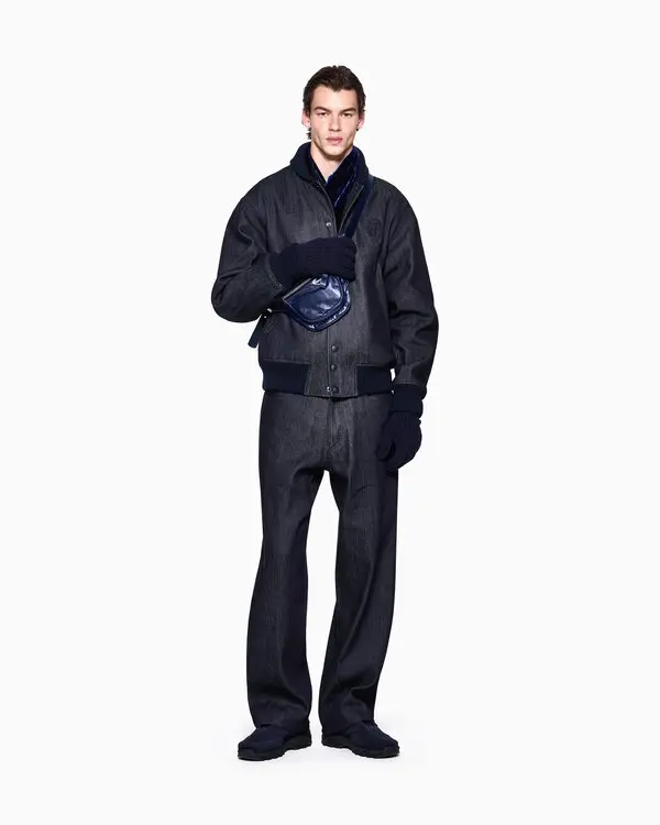 Giorgio Armani Padded Jacket In Brushed Denim Denim Collection
