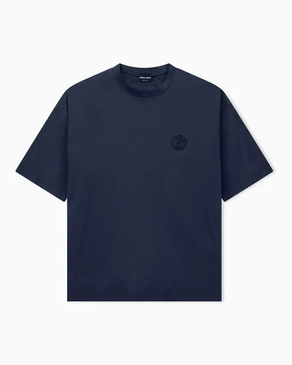 Giorgio Armani Oversized Fit T-shirt In Light Mercerized Cotton Interlock