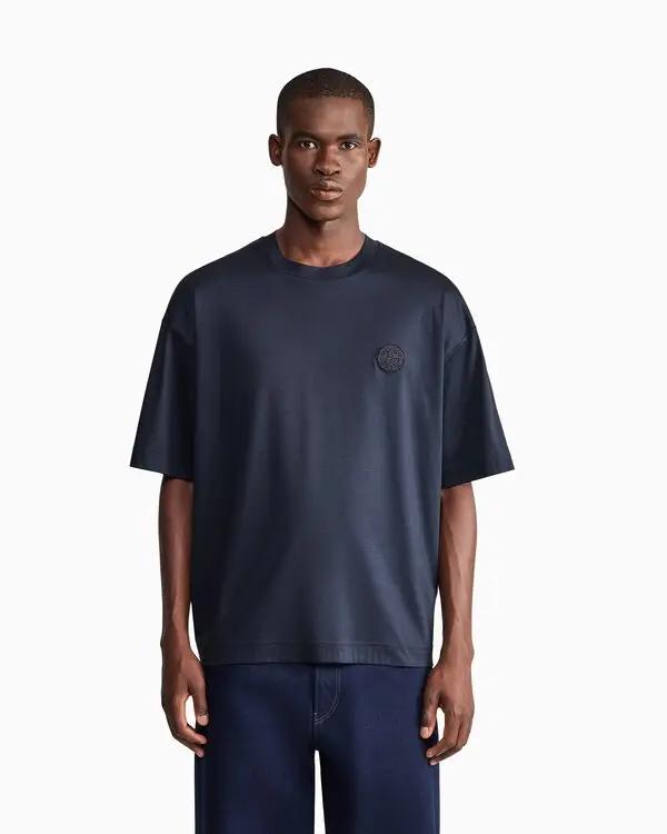 Giorgio Armani Oversized Fit T-shirt In Light Mercerized Cotton Interlock