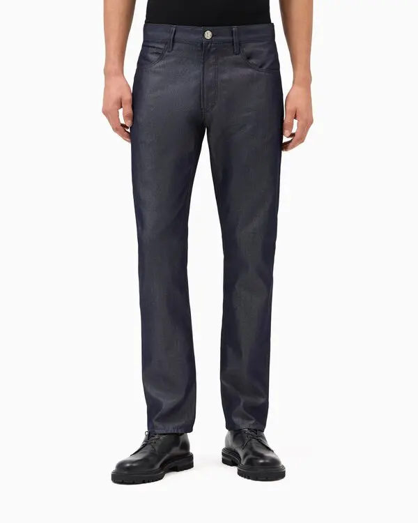 Giorgio Armani Regular Fit 5-pocket Pants In Silk-blend Denim Twill