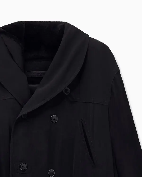 Giorgio Armani Coat Oversized In Vintage Effect Viscose And Virgin Wool