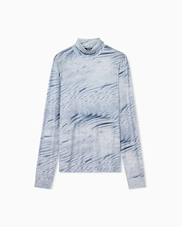 Giorgio Armani Dune-motif Jersey Mock-neck Top X Kith