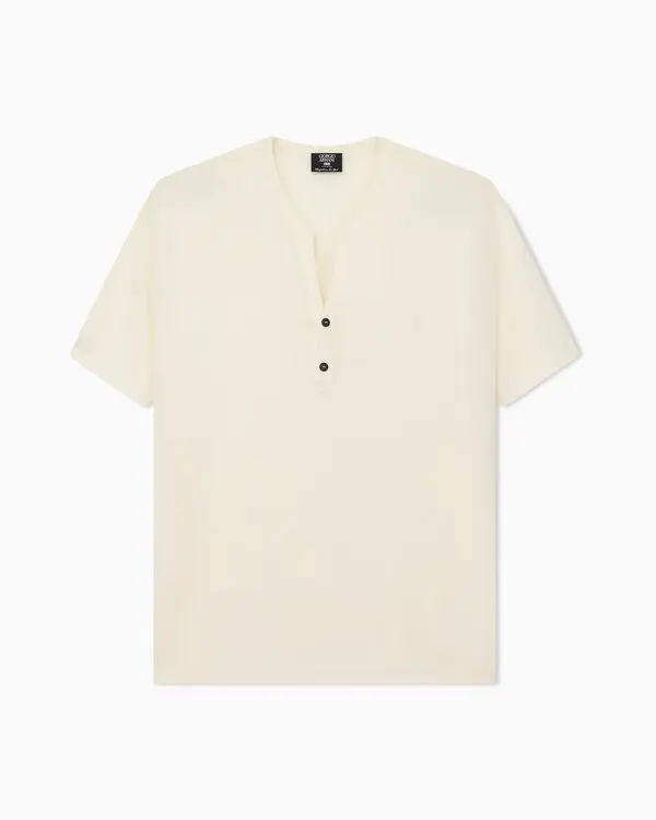 Giorgio Armani X Kith Linen And Lyocell Knit Polo Shirt