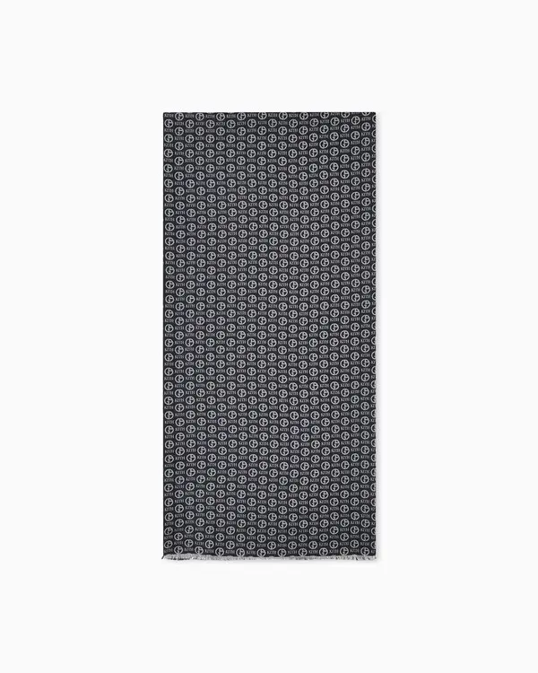 Giorgio Armani X Kith Pure Silk Stole With Tonal Monogram - Light Blue