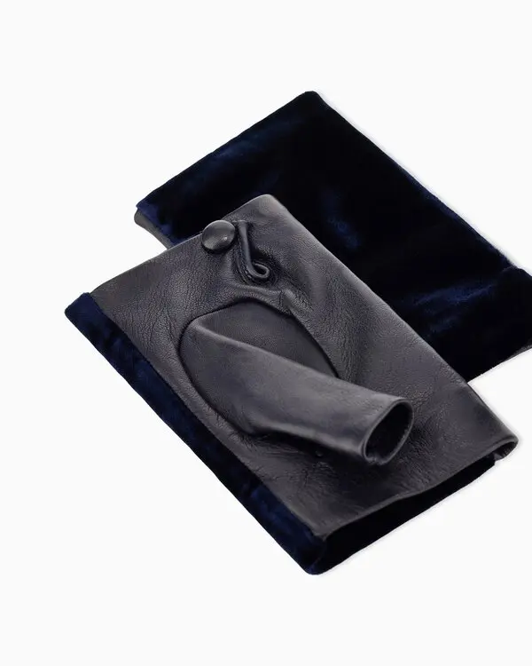 Giorgio Armani Velvet And Leather Muff With Silk Lining
