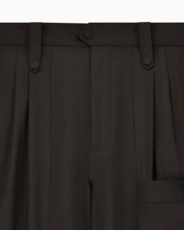 Giorgio Armani Pleated Trousers In Lightweight Pure Virgin Wool Canvas