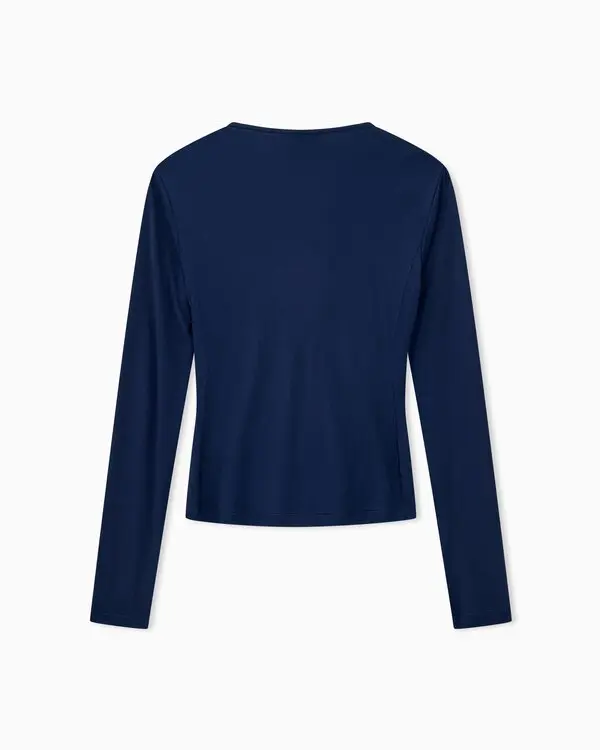 Giorgio Armani Slim-fit Viscose Jersey Top With V-neck And Drawstring