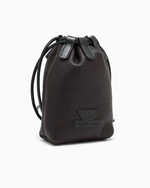 Giorgio Armani X Kith Mini Pebbled-leather Drawstring Bag
