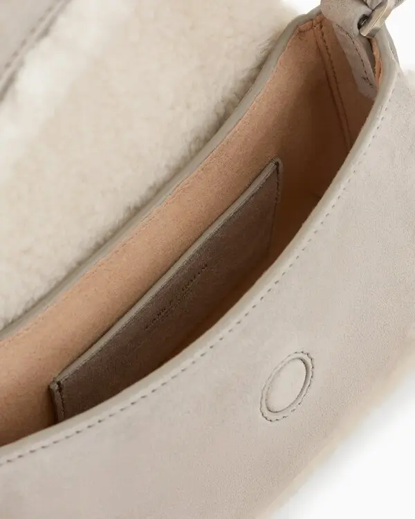 Giorgio Armani Neve La Prima Soft Mini Bag In Suede And Sheepskin