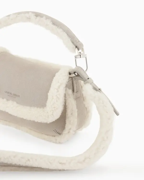 Giorgio Armani Neve La Prima Soft Mini Bag In Suede And Sheepskin