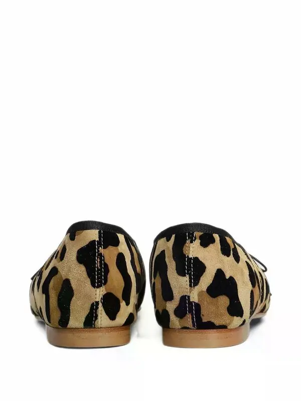 ANNIEL Leopard-print Bow-detail Ballet Flats