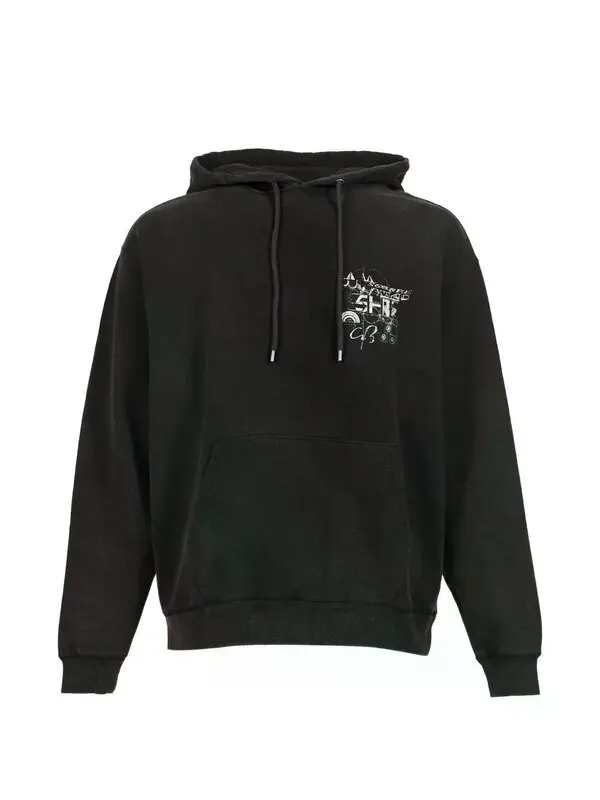 SHT Devastated Graphic-print Washed-effect Hoodie