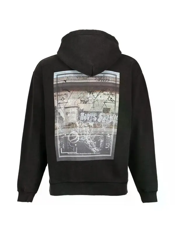 SHT Devastated Graphic-print Washed-effect Hoodie