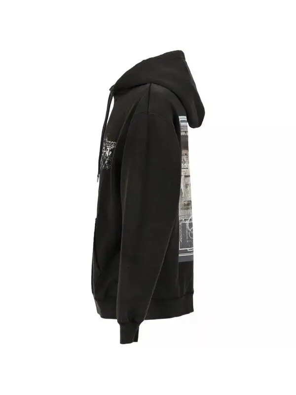 SHT Devastated Graphic-print Washed-effect Hoodie