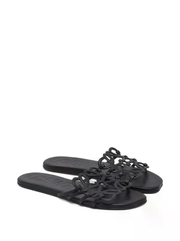 Loewe Anagram Leather Flat Sandals