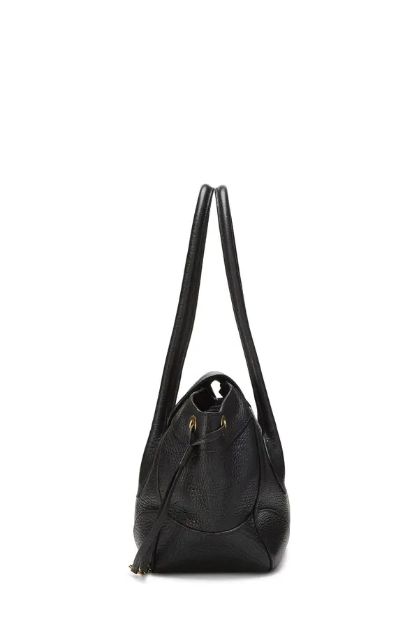 Prada Vitello Daino Push Lock Shoulder Bag - Black