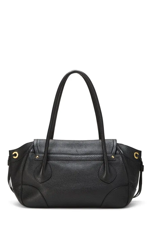 Prada Vitello Daino Push Lock Shoulder Bag - Black