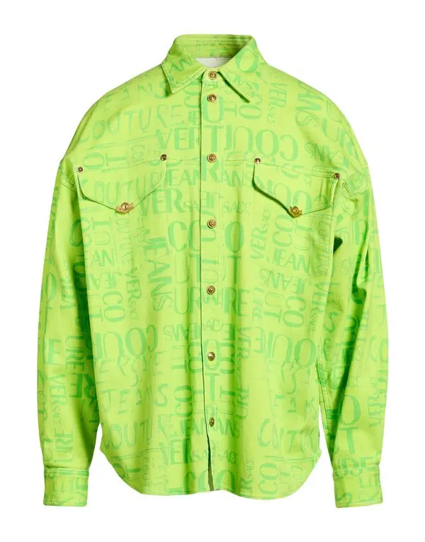 Versace Denim Shirt Lime Size Cotton, Elastane