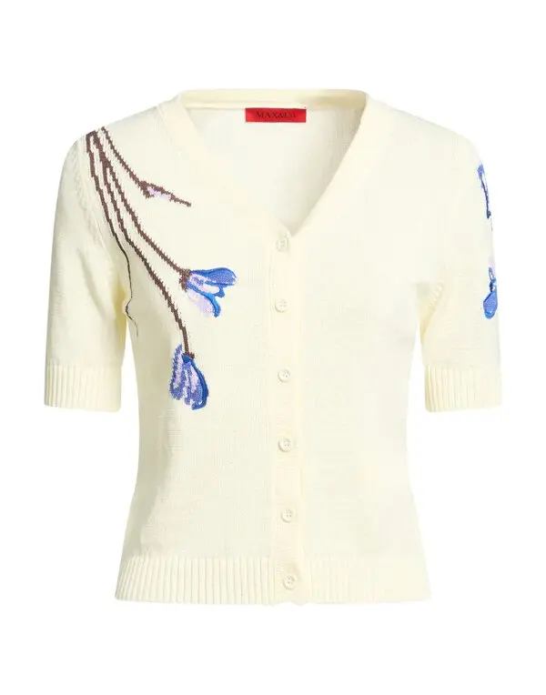 Max & Co. Cardigan Cream Size Cotton, Polyamide