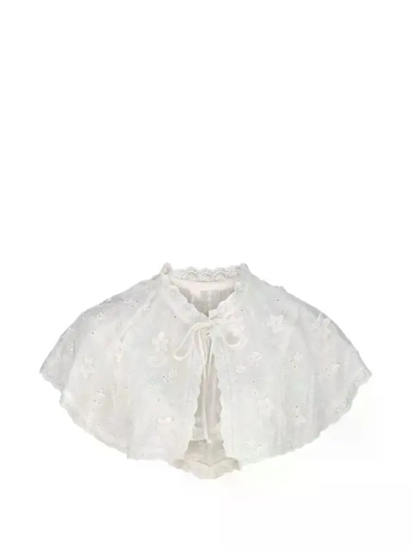 ATOIR Floral-embroidered Scalloped-edge Cape