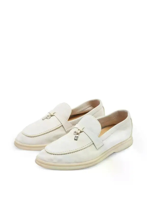 Loro Piana Summer Charms Walk Suede Loafers - Grey