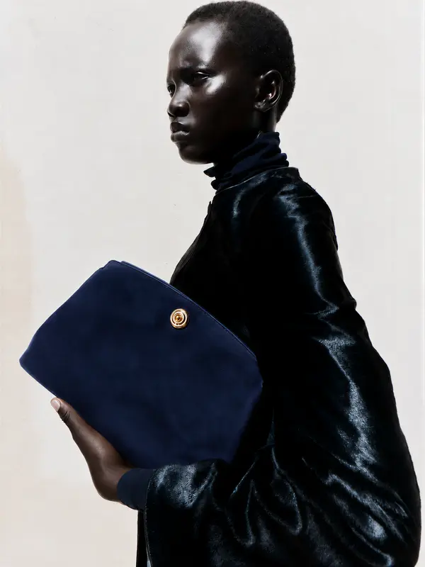 LIFFNER Pushlock Pouch Navy Suede - Blue