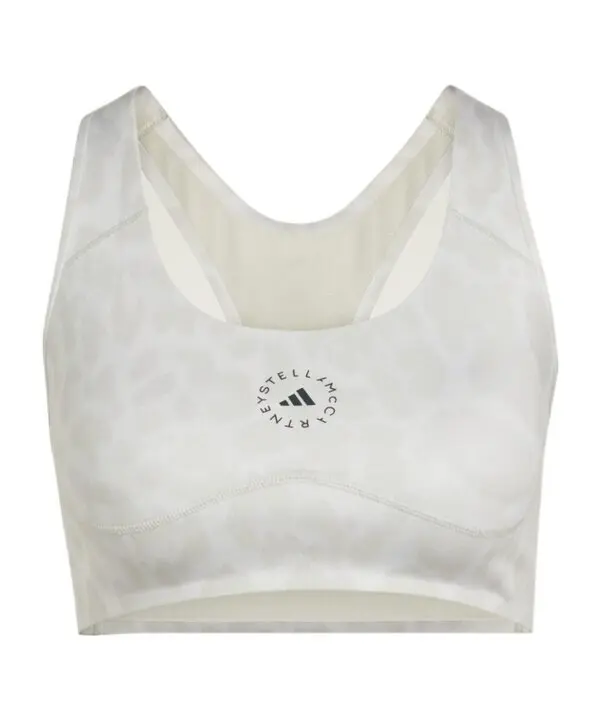 Adidas By Stella McCartney Logo-print Sports Bra - Core White/orbit Grey
